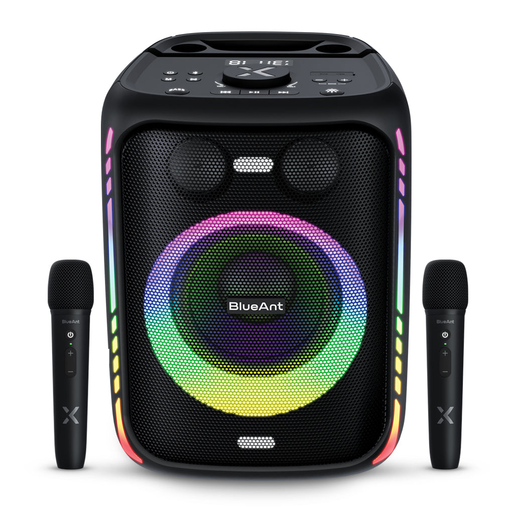 X5i 120W Party Speaker with 2 Wireless Mics LEDs + Mega Bass| BlueAnt – BlueAnt
